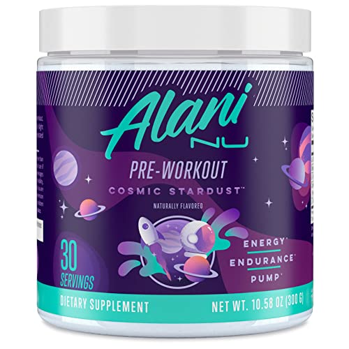 Alani Nu Pre Workout Supplement Powder for Energy, Endurance & Pump | Sugar Free | 200mg Caffeine | Formulated with Amino Acids Like L-Theanine to Prevent Crashing | Cosmic Stardust, 30 Servings