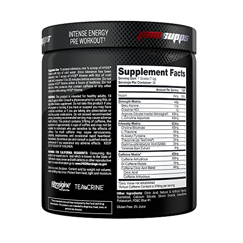 PROSUPPS® Mr. Hyde® Xtreme Pre-Workout Powder Energy Drink - Intense Sustained Energy, Pumps & Focus with Beta Alanine, Creatine & Nitrosigine, (30 Servings, Blue Razz Blitz)