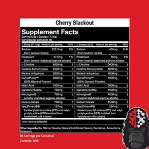 Gorilla Mode Nitric Stimulant Free Pre-Workout – Best Tasting and Most Effective Stimulant Free Pre-Workout / Massive Pumps · Vasodilation · Power / 700 Grams (Cherry Blackout)