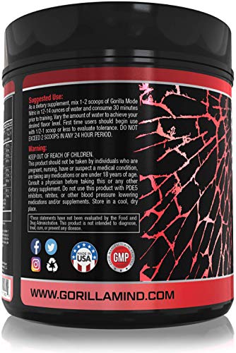 Gorilla Mode Nitric Stimulant Free Pre-Workout – Best Tasting and Most Effective Stimulant Free Pre-Workout / Massive Pumps · Vasodilation · Power / 700 Grams (Cherry Blackout)