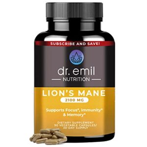 organic lions mane mushroom supplement for mental clarity, focus & immune support – organic brain boosting nootropic lions mane mushroom capsules with 100% organic lions mane extract