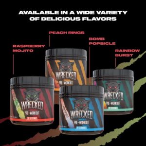 Huge Supplements Wrecked Pre-Workout Powder, 30G+ Ingredients Per Serving to Boost Energy, Pumps, and Focus with L-Citrulline, Beta-Alanine, Hydromax, L-Tyrosine, and No Useless Fillers (40 Servings)