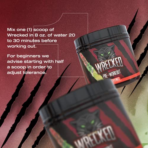 Huge Supplements Wrecked Pre-Workout Powder, 30G+ Ingredients Per Serving to Boost Energy, Pumps, and Focus with L-Citrulline, Beta-Alanine, Hydromax, L-Tyrosine, and No Useless Fillers (40 Servings)