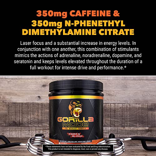 Gorilla Mode Pre Workout - Massive Pumps · Laser Focus · Energy · Power - L-Citrulline, Creatine, GlycerPump™, L-Tyrosine, Agmatine, Kanna, N-Phenethyl Dimethylamine Citrate - 600 Grams (Fruit Punch)