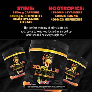 Gorilla Mode Pre Workout - Massive Pumps · Laser Focus · Energy · Power - L-Citrulline, Creatine, GlycerPump™, L-Tyrosine, Agmatine, Kanna, N-Phenethyl Dimethylamine Citrate - 600 Grams (Fruit Punch)