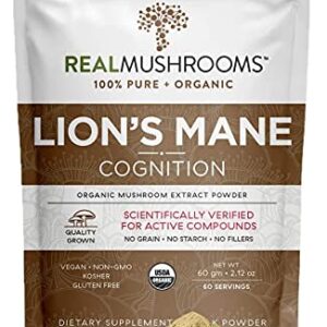 Organic Lions Mane Mushroom Powder Supplement - Improve Cognitive and Immune Support - Gluten Free Powder Extract