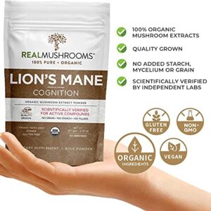 Organic Lions Mane Mushroom Powder Supplement - Improve Cognitive and Immune Support - Gluten Free Powder Extract