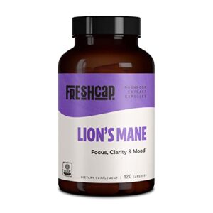 freshcap lion’s mane mushroom supplement – natural nootropic for brain health, cognition and mood- two month supply (120 capsules) – organic and dual extracted 1000 mg