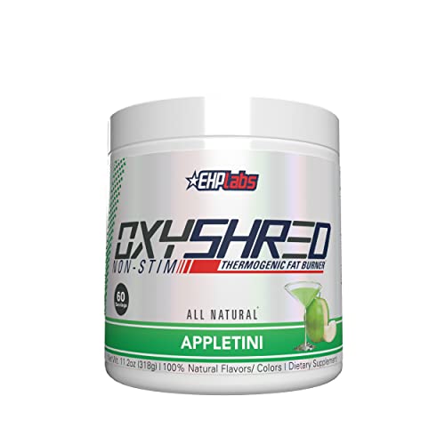 EHPlabs OxyShred Non-Stimulant Shredding Supplement - Promotes Shredding, Energy Booster, Pre-Workout, Mood Booster - Appletini, 60 Servings