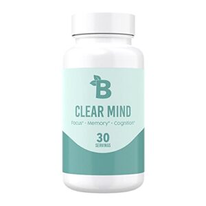 bloom nutrition clear mind | nootropic brain booster supplement with lions mane mushroom, alpha gpc, ginseng, ginkgo bilboa, & rhodiola rosea | supports mental clarity, memory, & focus | 60 capsules