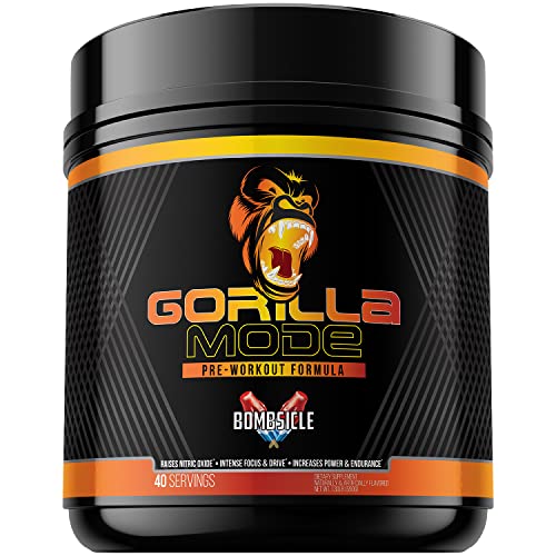 Gorilla Mode Pre Workout - Massive Pumps · Laser Focus · Energy · Power - L-Citrulline, Creatine, GlycerPump™, L-Tyrosine, Agmatine, Kanna, N-Phenethyl Dimethylamine Citrate - 574 Grams (Bombsicle)