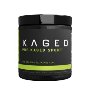 pre workout powder; kaged muscle pre-kaged sport pre workout for men and women, increase energy, focus, hydration, and endurance, organic caffeine, plant based citrulline, mango lime