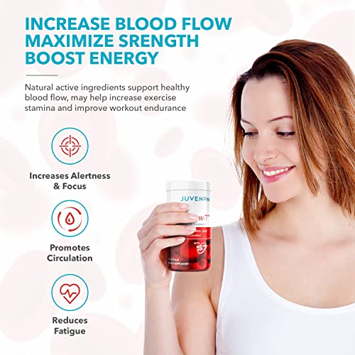 Juvenon Nitric Oxide Blood Flow-7 - Nitric Oxide Supplement with L Arginine and L Citrulline (90 Capsules) - Nitric Oxide Booster for Healthy Aging & Heart Health - Nitric Oxide Pills for Men & Women