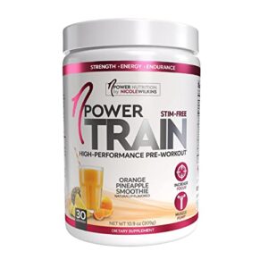 npower nutrition-train pre-workout for women, orange pineapple, 30 servings, stimulant free, increase focus & muscle pumps