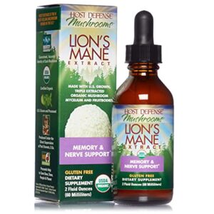 Host Defense, Lion's Mane Extract, Promotes Mental Clarity, Focus and Memory, Mushroom Supplement, Plain, 2 fl oz