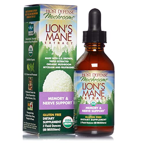 Host Defense, Lion's Mane Extract, Promotes Mental Clarity, Focus and Memory, Mushroom Supplement, Plain, 2 fl oz