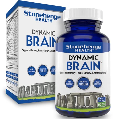 Stonehenge Health Dynamic Brain Supplement – Memory, Focus, & Clarity– Formulated with 40 Unique Nootropic Ingredients: Choline, Phosphatidylserine, Bacopa Monnieri, and Huperzine A