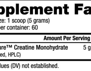 NutraBio Creatine Monohydrate - Pure Grade - Supports Muscle Energy and Strength - (300 Grams) - Unflavored, HPLC Tested (300g)