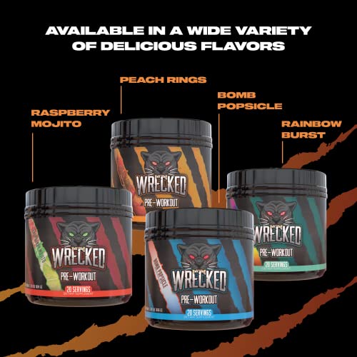 Huge Supplements Wrecked Pre-Workout Powder, 30G+ Ingredients Per Serving to Boost Energy, Pumps, and Focus with L-Citrulline, Beta-Alanine, Hydromax, L-Tyrosine, and No Useless Fillers (40 Servings)