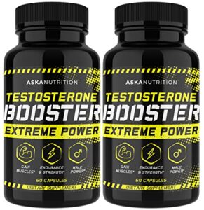 testosterone booster for men – male enhancing supplement with horny goat weed & tongkat ali – muscle builder enlargement pills – natural test booster increased desire, energy, stamina, libido (2 pack)