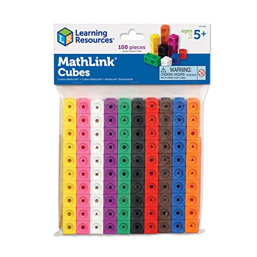 Learning Resources MathLink Cubes - Set of 100 Cubes, Ages 5+, Kindergarten STEM Activities, Math Manipulatives and Counters, Easter Basket Stuffers