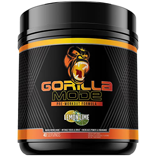 Gorilla Mode Pre Workout - Massive Pumps · Laser Focus · Energy · Power - L-Citrulline, Creatine, GlycerPump™, L-Tyrosine, Agmatine, Kanna, N-Phenethyl Dimethylamine Citrate - 608 Grams (Lemon Lime)