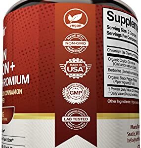 NutriFlair Ceylon Cinnamon, Berberine HCL, Chromium, Black Pepper Extract (Made with True Ceylon Cinnamon) - 1200mg per Serving, 120 Capsules - Lipid Levels, Antioxidant