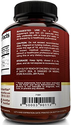 NutriFlair Ceylon Cinnamon, Berberine HCL, Chromium, Black Pepper Extract (Made with True Ceylon Cinnamon) - 1200mg per Serving, 120 Capsules - Lipid Levels, Antioxidant