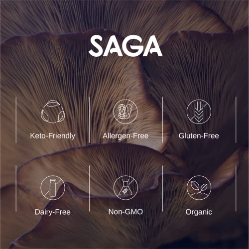 SAGA Spotlight Mushroom Energy Shots, Nootropic & Adaptogen Brain Focus, Cognitive Supplement Functional Beverage with Organic Lion’s Mane, Cordyceps, Gingko and Bacopa, Vegan, Exotic Guava, 6 Pack