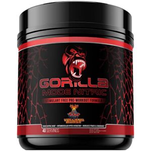 gorilla mode nitric stimulant free pre-workout – best tasting and most effective stimulant free pre-workout / massive pumps · vasodilation · power / 720 grams (volcano burst)