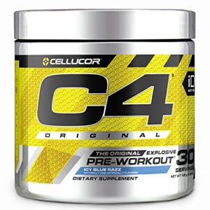 cellucor c4 original pre workout powder icy blue razz – vitamin c for immune support – sugar free preworkout energy for men & women – 150mg caffeine plus beta alanine plus creatine – 30 servings