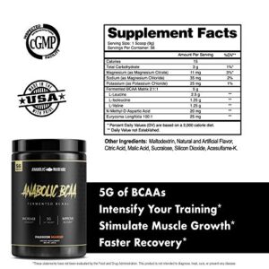 Anabolic Warfare Anabolic BCAA Powder Supplement BCAAs Amino Acids to Help Fuel Your Workout and Assist in Muscle Recovery (Passion Mango - 56 Servings)