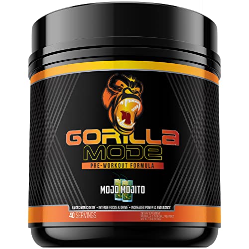 Gorilla Mode Pre Workout - Massive Pumps · Laser Focus · Energy · Power - L-Citrulline, Creatine, GlycerPump™, L-Tyrosine, Agmatine, Kanna, N-Phenethyl Dimethylamine Citrate - 596 Grams (Mojo Mojito)