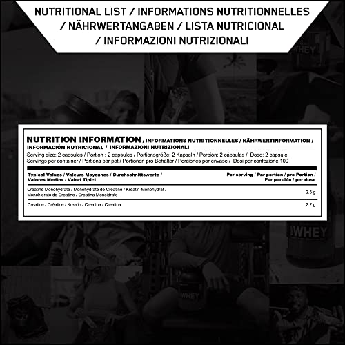 Optimum Nutrition Micronized Creatine Monohydrate Capsules, Keto Friendly, 2500mg, 200 Capsules (Packaging May Vary)