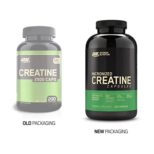 Optimum Nutrition Micronized Creatine Monohydrate Capsules, Keto Friendly, 2500mg, 200 Capsules (Packaging May Vary)