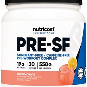 Nutricost Stim-Free Pre-Workout, 30 Servings (Pink Lemonade) - Caffeine Free, Stimulant Free, Non-GMO, Gluten Free