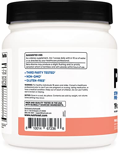 Nutricost Stim-Free Pre-Workout, 30 Servings (Pink Lemonade) - Caffeine Free, Stimulant Free, Non-GMO, Gluten Free