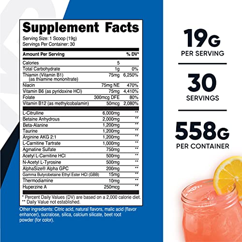 Nutricost Stim-Free Pre-Workout, 30 Servings (Pink Lemonade) - Caffeine Free, Stimulant Free, Non-GMO, Gluten Free