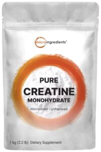 creatine monohydrate powder 1 kg (2.2 lbs), 5000mg per serv, micronized creatine powder, unflavored, pure, no filler, keto & vegan friendly, easy dissolve pre workout creatine for women and men