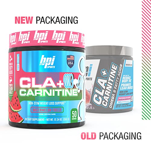 BPI Sports CLA+Carnitine–Conjugated Linoleic Acid–Weight Loss Formula –Metabolism, Performance, Lean Muscle–Caffeine Free–For Men & Women–Watermelon Freeze–50 servings – 12.34 oz.(Packaging May Vary)