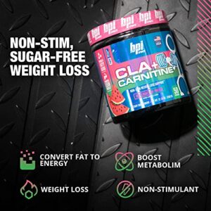 BPI Sports CLA+Carnitine–Conjugated Linoleic Acid–Weight Loss Formula –Metabolism, Performance, Lean Muscle–Caffeine Free–For Men & Women–Watermelon Freeze–50 servings – 12.34 oz.(Packaging May Vary)