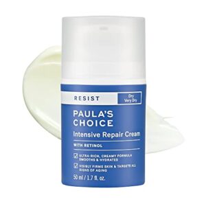 paula’s choice resist intensive repair cream with retinol, hyaluronic acid & jojoba, concentrated anti-aging moisturizer for dry, chapped skin, 1.7 ounce