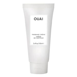 ouai finishing crème. this lightweight hydrating cream protects from heat styling while smoothing dry, split ends and adding shine. tame frizz and add body. free from parabens and phthalates (3.4 oz)