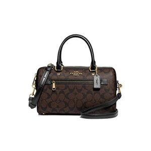 coach rowan satchel in signature canvas (im/brown/black), small