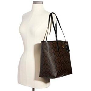 COACH WOMENS City Tote In Signature Canvas (Brown Black)