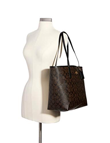 COACH WOMENS City Tote In Signature Canvas (Brown Black)