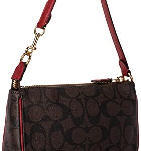 COACH Nolita 19 In Signature Canvas Bag Purse (Brown Red)