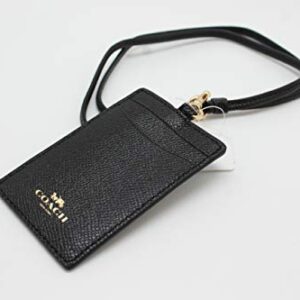 Coach ID Lanyard Badge Holder In Crossgrain Leather (Black/Gold)