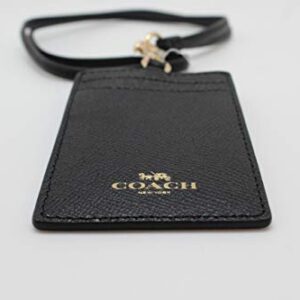 Coach ID Lanyard Badge Holder In Crossgrain Leather (Black/Gold)