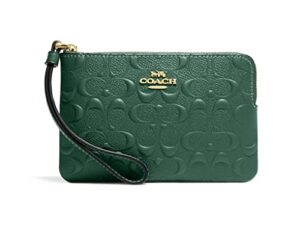 coach signature leather corner zip wristlet everglade